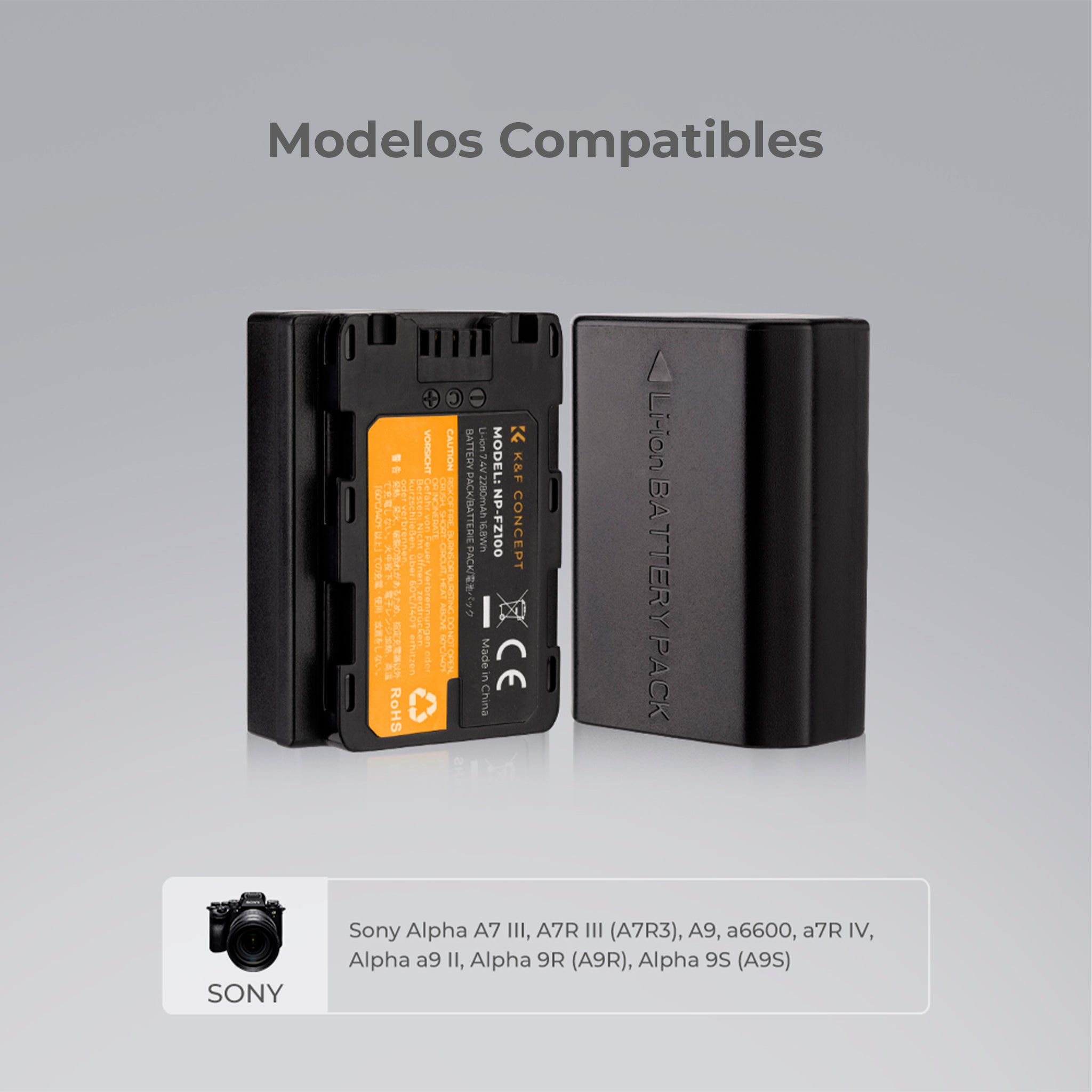 Kit 2 Baterías K&F Concept Tipo NP-FZ100 + Cargador Dual – Profoto